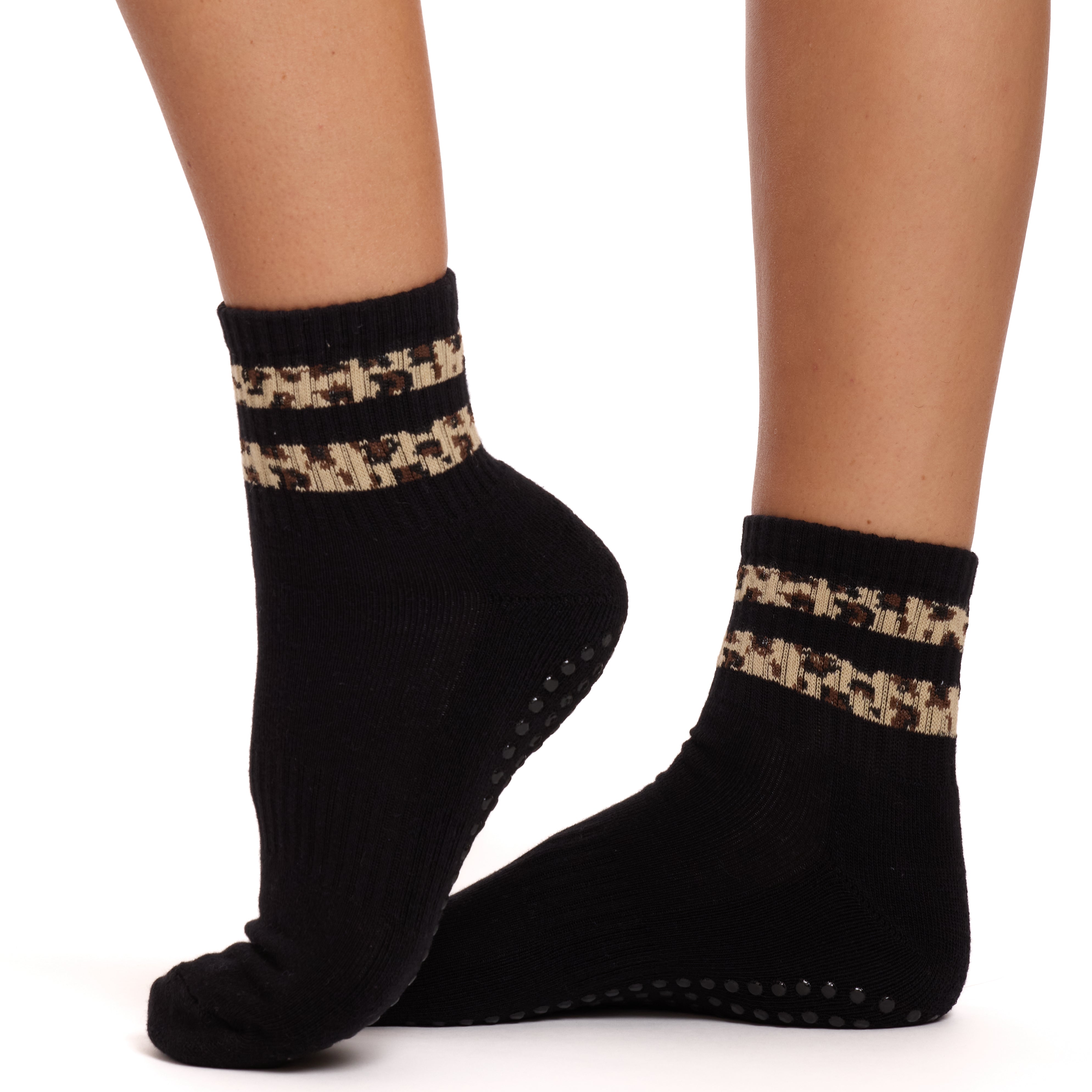 Black Cheetah Grip Socks | Non Slip Socks – Souls.